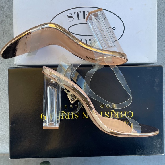 Fashion Nova | Shoes | Clear Glass Chunky Strap Heels | Poshmark